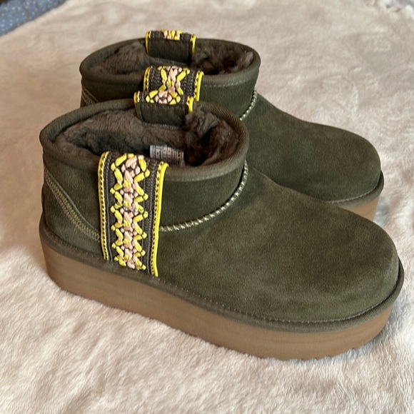 UGG | Shoes | Ugg Classic Ultra Mini Platform Braid Boots In Burnt ...